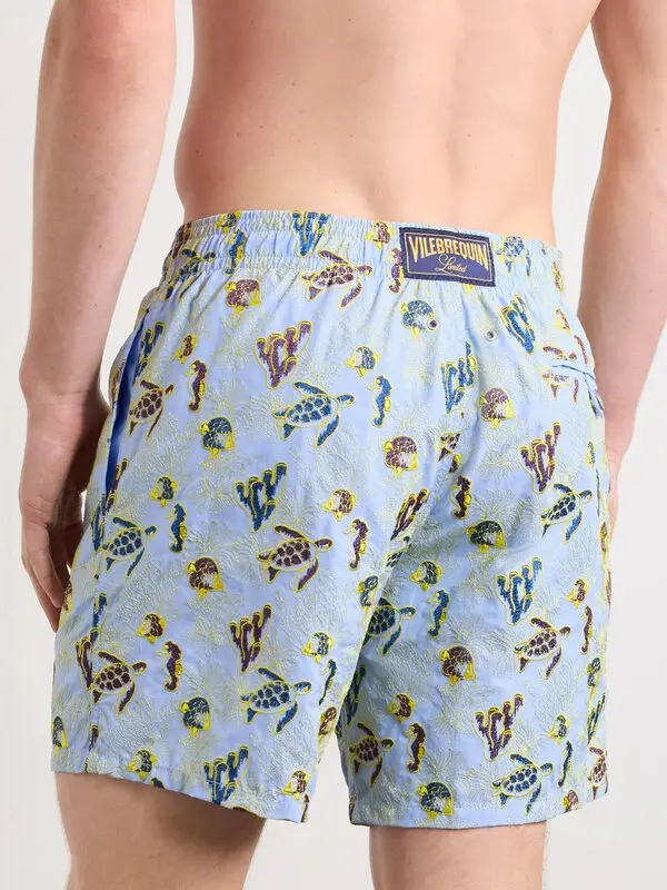 Vilebrequin Mistral Embroidered Straight-leg Swim Shorts - Blue