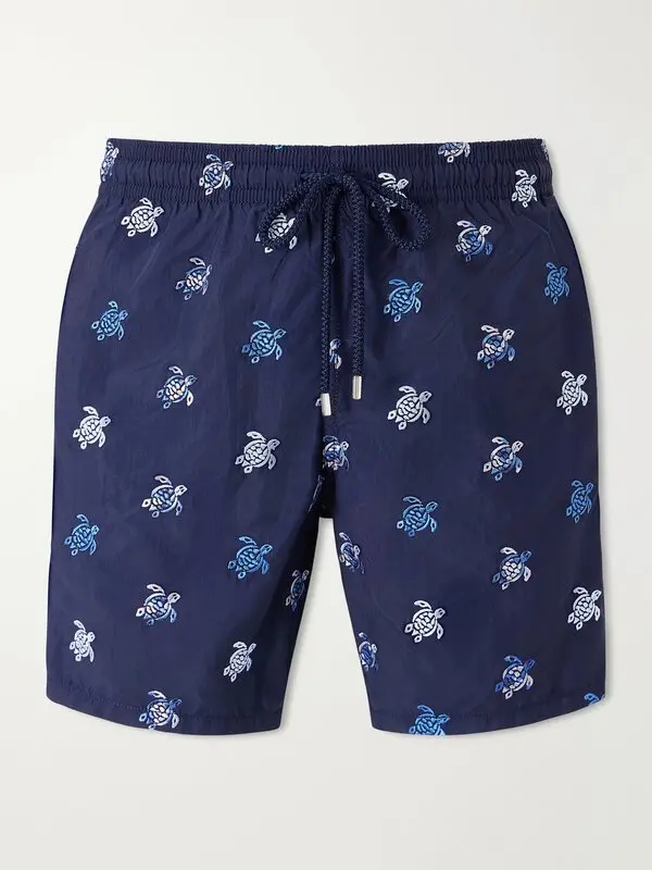 Vilebrequin Mistral Embroidered Straight-leg Swim Shorts - Blue