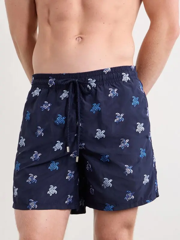 Vilebrequin Mistral Embroidered Straight-leg Swim Shorts - Blue