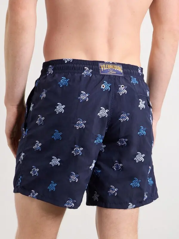 Vilebrequin Mistral Embroidered Straight-leg Swim Shorts - Blue