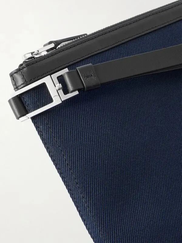 TOM FORD Canvas Pouch With Leather Trim - Blue