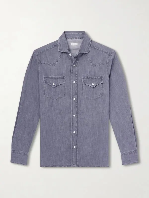 Brunello Cucinelli Denim Shirt - Gray