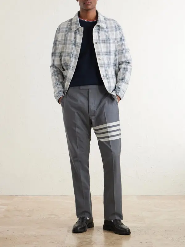 Thom Browne Pointelle-knit Cotton And Linen-blend T-shirt