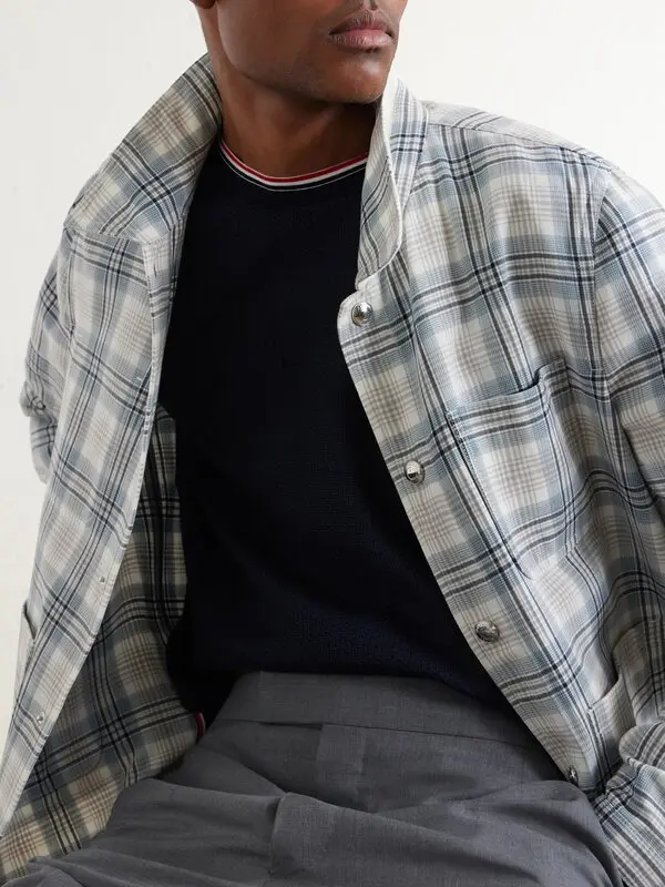Thom Browne Pointelle-knit Cotton And Linen-blend T-shirt