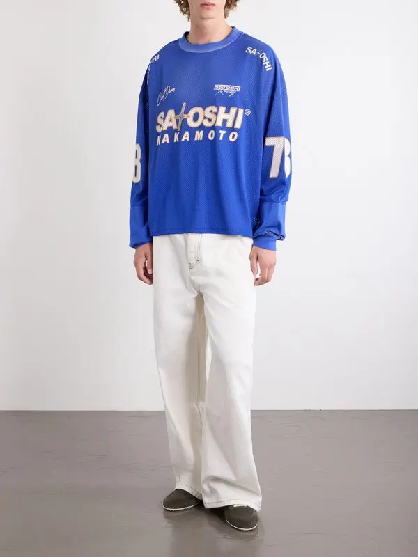 SATOSHI NAKAMOTO Moto' Graphic Mesh Long Sleeve T-shirt