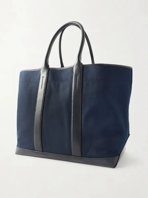 TOM FORD Leather-trimmed Canvas Weekend Bag - Blue