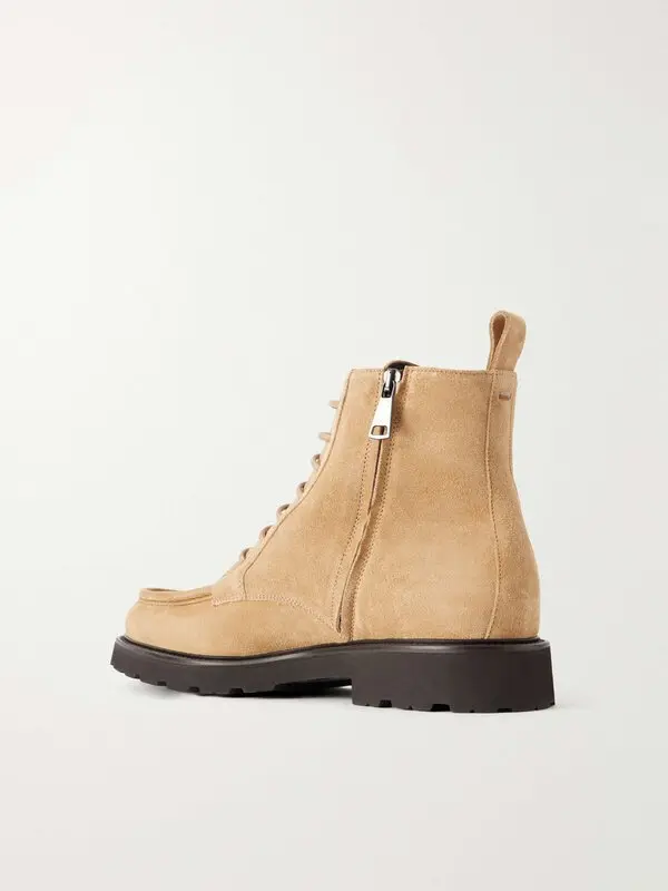 Canali Suede Lace-up Boots - Beige