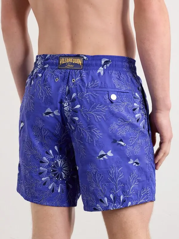 Vilebrequin Embroidered Straight-leg Swim Shorts - Blue