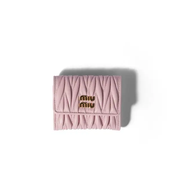 Miu Miu Matelassé Nappa Leather Small Wallet - Alabaster Pink