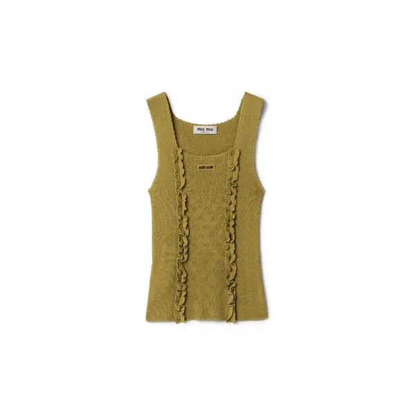 Miu Miu Cashmere And Silk Top - Fern Green