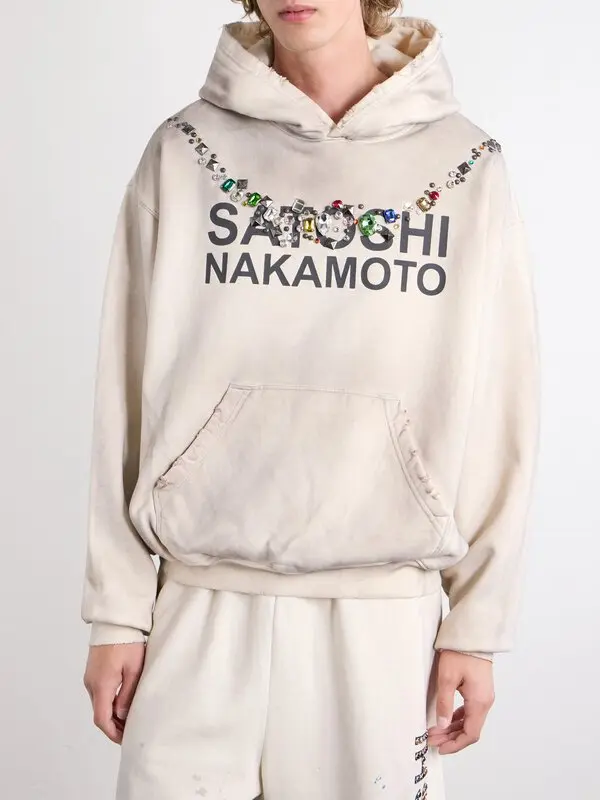 SATOSHI NAKAMOTO Embellished Logo Hoodie