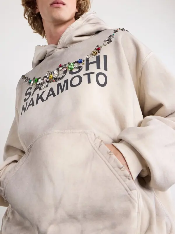 SATOSHI NAKAMOTO Embellished Logo Hoodie