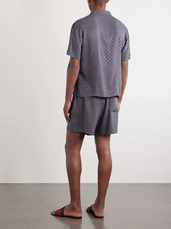 Gucci Bowling Gg Supreme Jacquard Silk-twill Shirt