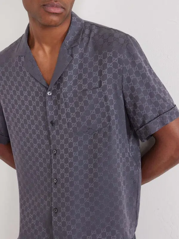 Gucci Bowling Gg Supreme Jacquard Silk-twill Shirt