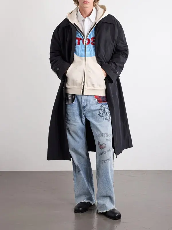 SATOSHI NAKAMOTO Wide-leg Printed Embellished Jeans