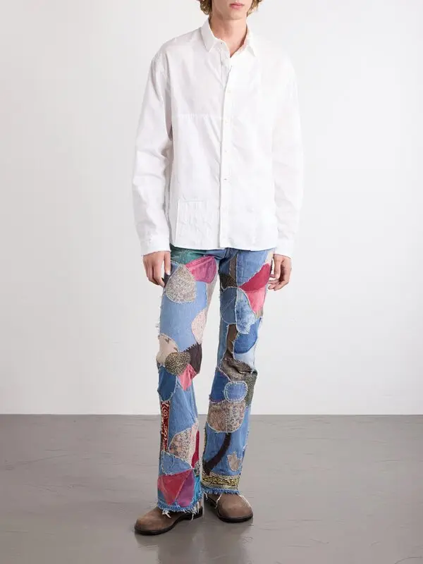 Kapital Rat Flared Patchwork Frayed Jeans