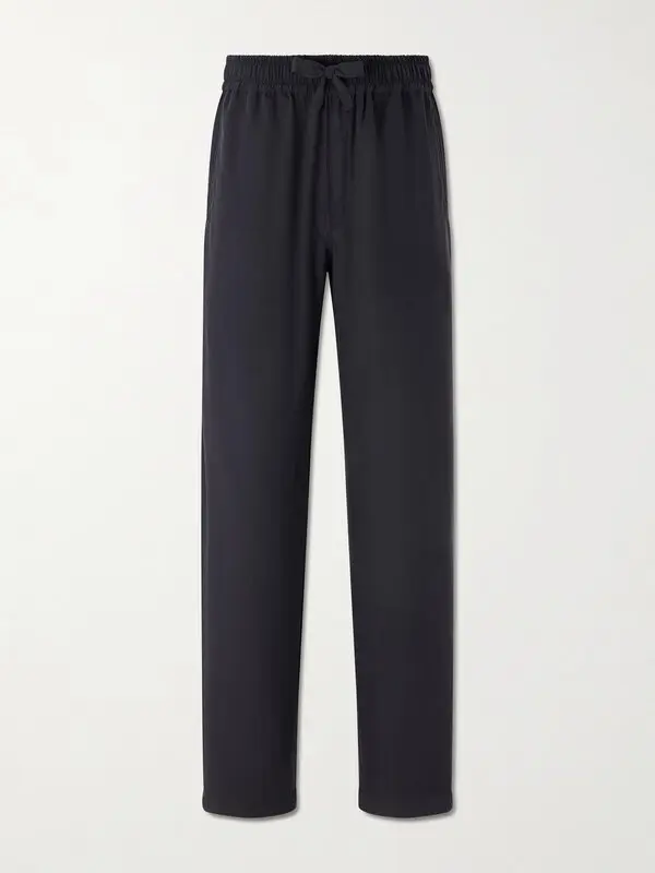 SAMAN AMEL Straight-leg Silk Trousers - Black
