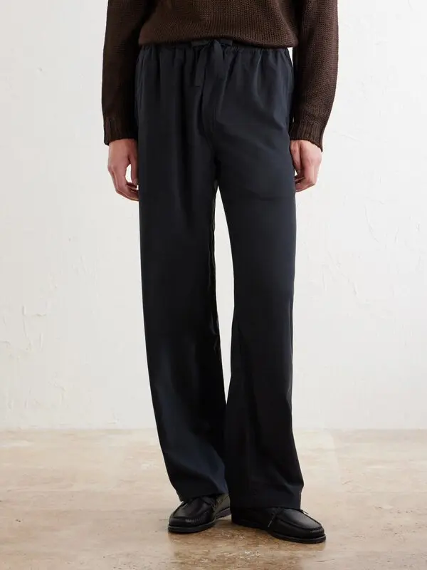 SAMAN AMEL Straight-leg Silk Trousers