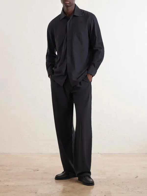 SAMAN AMEL Straight-leg Silk Trousers