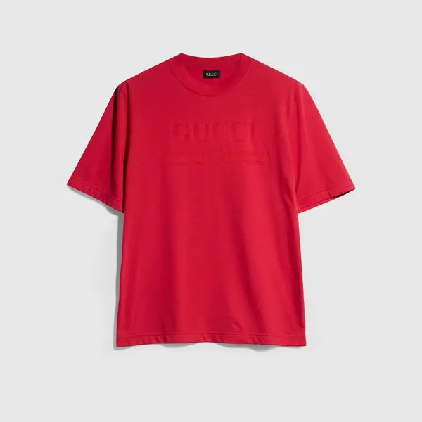 Gucci Cotton Jersey T-shirt With Devoré Detail - Red