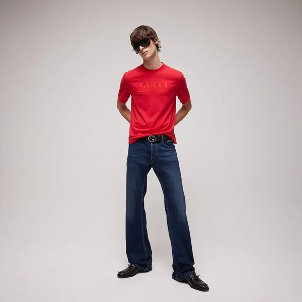 Gucci Cotton Jersey T-shirt With Devoré Detail - Red