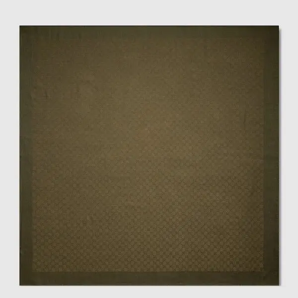 Gucci Gg Wool Silk Jacquard Shawl - Green