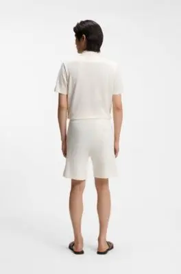 BOSS Italian-made Cotton And Linen Shorts With Drawstring