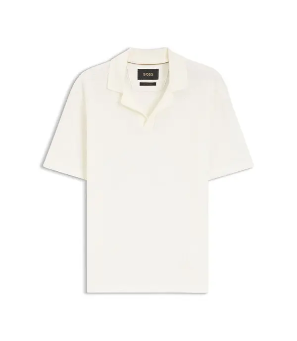BOSS Polo Shirt In Italian-made Cotton And Linen - White