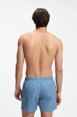 BOSS Micro-print Swim Trunks With Logo Patch