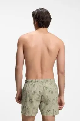 BOSS Swim Shorts With All-over Print And Drawstring Waist