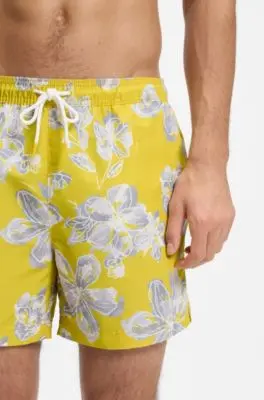 BOSS Quick-dry Swim Shorts With All-over Floral Print