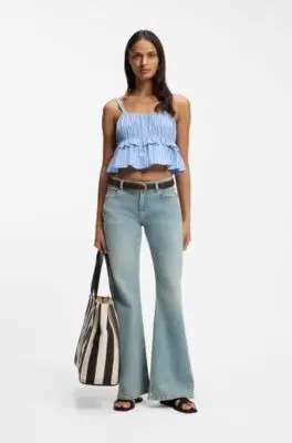 BOSS Flared-leg Jeans In Light Denim