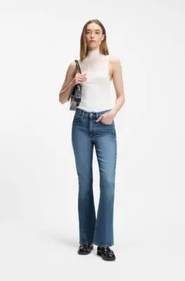 Hugo High-waisted Flared Jeans In Stretch Cotton
