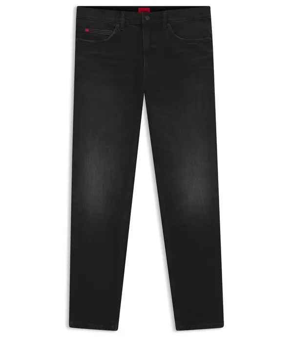 Hugo Slim-fit Jeans In Black Stretch Denim - Dark Grey