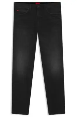 Hugo Slim-fit Stretch Denim Jeans With Faded Effect - Dark Grey