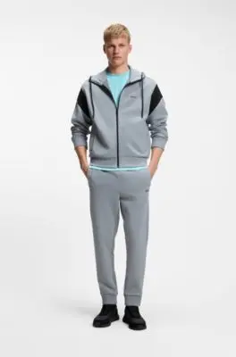 BOSS Regular-fit Zip-up Sweatshirt In Spacer Piqu - Dark Grey