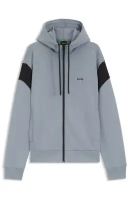 BOSS Regular-fit Zip-up Sweatshirt In Spacer Piqu - Dark Grey