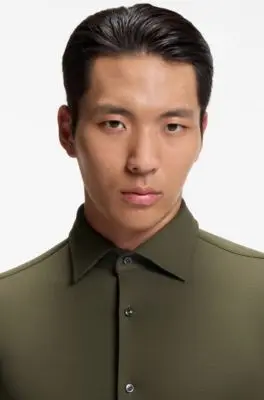 BOSS Slim-fit Shirt In Italian-made Performance-stretch Jersey