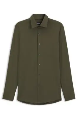 BOSS Slim-fit Shirt In Italian-made Performance-stretch Jersey