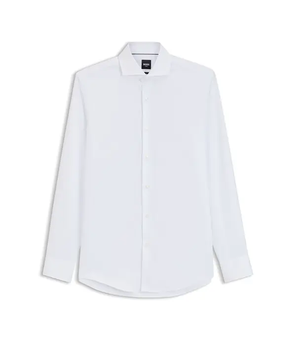 BOSS Slim-fit Shirt Crafted From A Wrinkle-resistant Cotton Blend - White