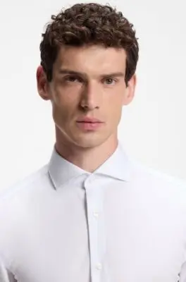 BOSS Slim-fit Shirt Crafted From A Wrinkle-resistant Cotton Blend - White