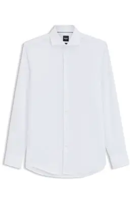 BOSS Slim-fit Shirt Crafted From A Wrinkle-resistant Cotton Blend - White