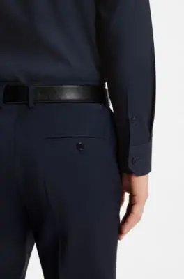 BOSS Slim-fit Shirt Crafted From A Wrinkle-resistant Cotton Blend - Dark Blue