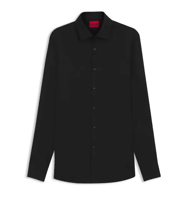Hugo Slim-fit Business Shirt In Soft Garment-washed Fabric - Black