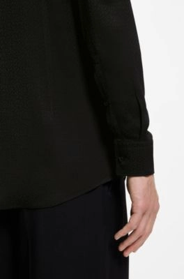 Hugo Slim-fit Business Shirt In Soft Garment-washed Fabric - Black