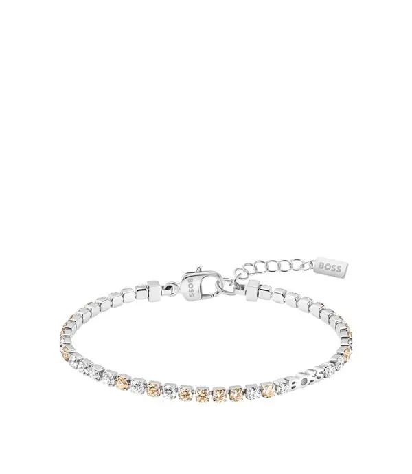BOSS Silver-tone Tennis Bracelet With Clear And Champagne Crystals - Assorted Pre Pack