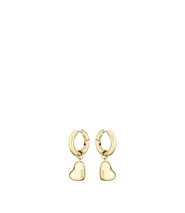 BOSS Gold-tone Steel Heart Charm Hoop Earrings - Assorted Pre Pack