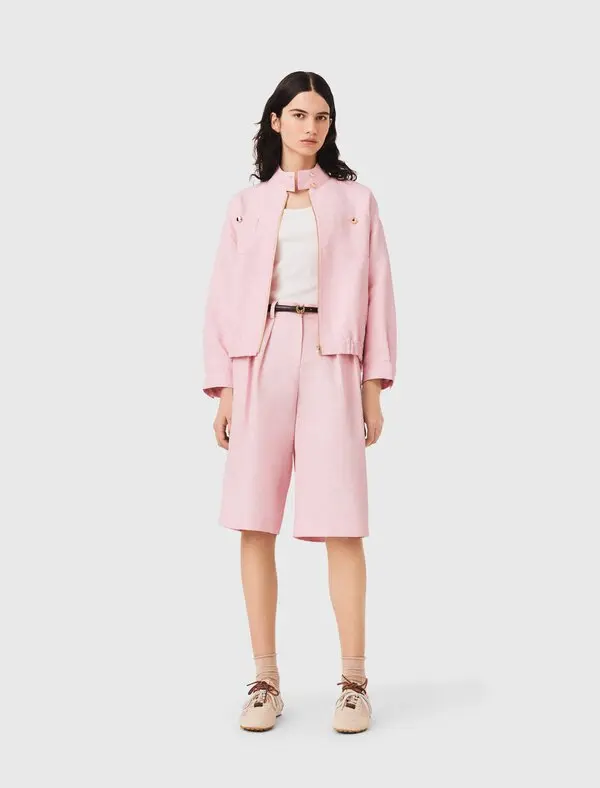 Maje Linen Blend Bomber Jacket