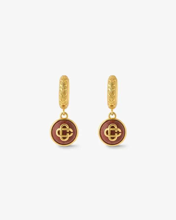 Casablanca Gold & Sphere Ear Hoops By - Red