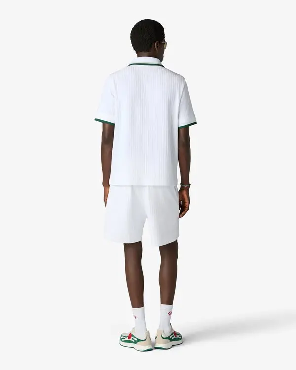 Casablanca Tennis Club Striped Velour Zip-up Short Sleeve Shirt